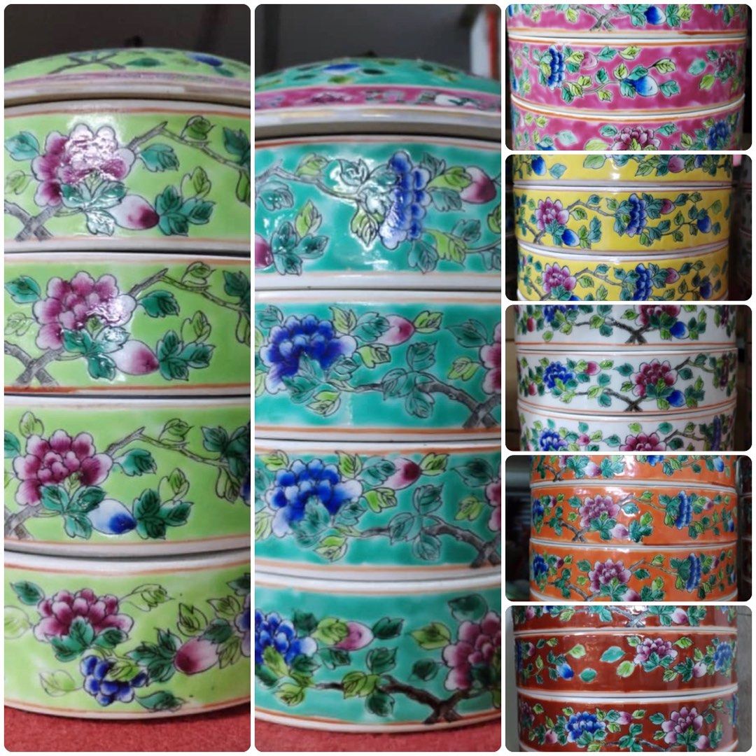 Peranakan Ceramic Tiffin (Tingkat) - Floral, Furniture & Home Living ...