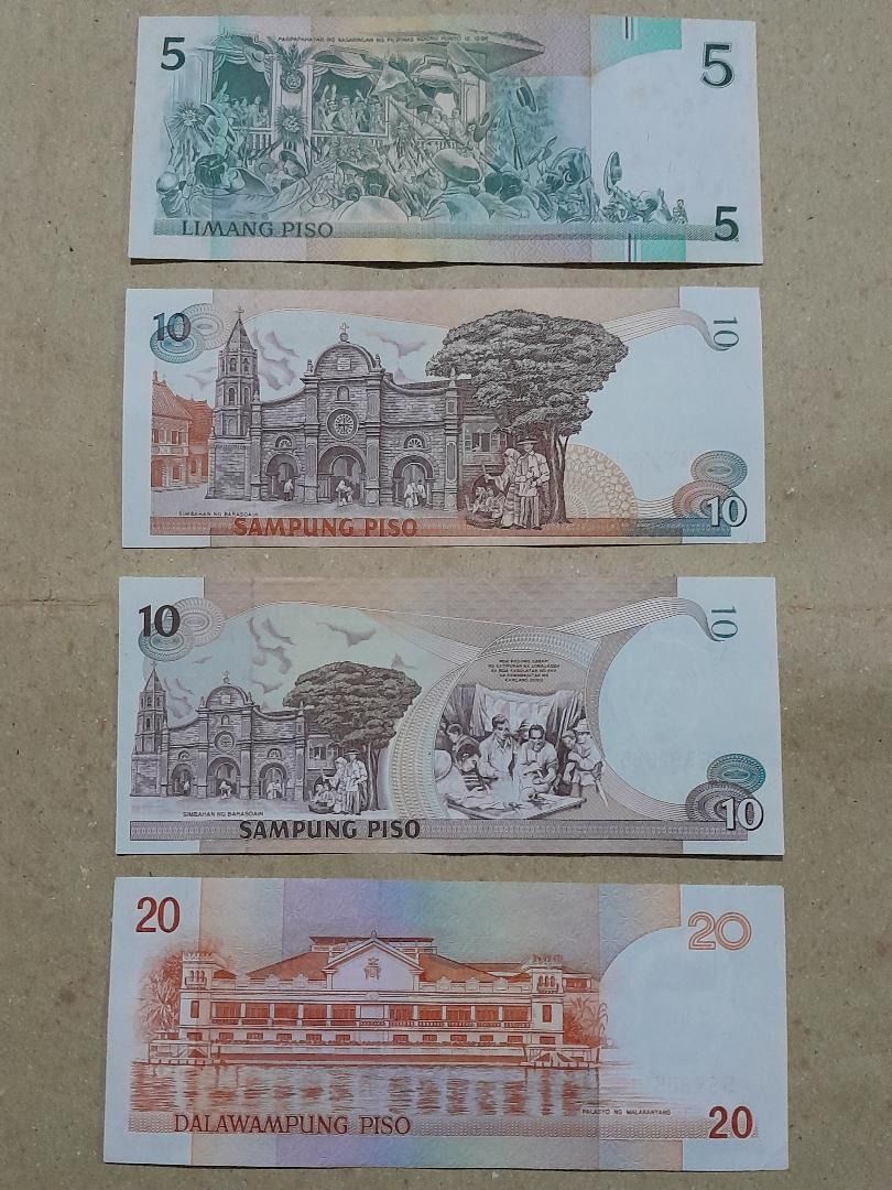 PHILIPPINE PESO OLD SERIES Lot of 4 pieces UNCIRCULATED PAPER BILLS in ...