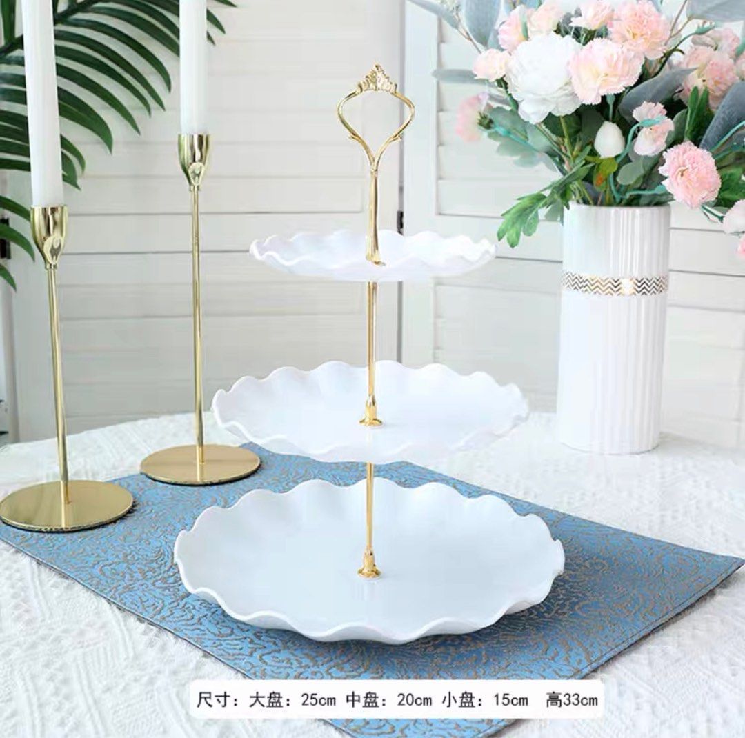 Plastic three tier cupcake pink pastel valentine party stand birthday ...