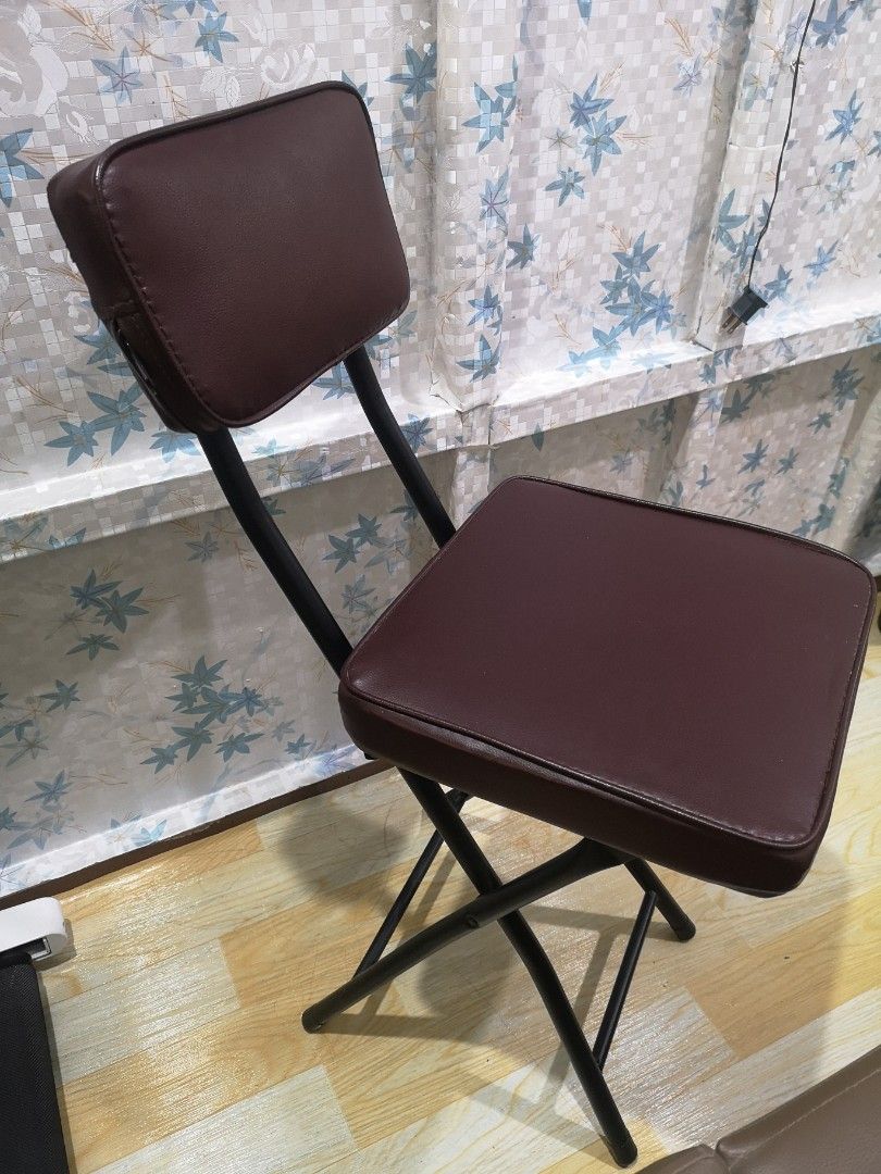 Pre-loved Leather Square Folding Chair, Furniture & Home Living ...