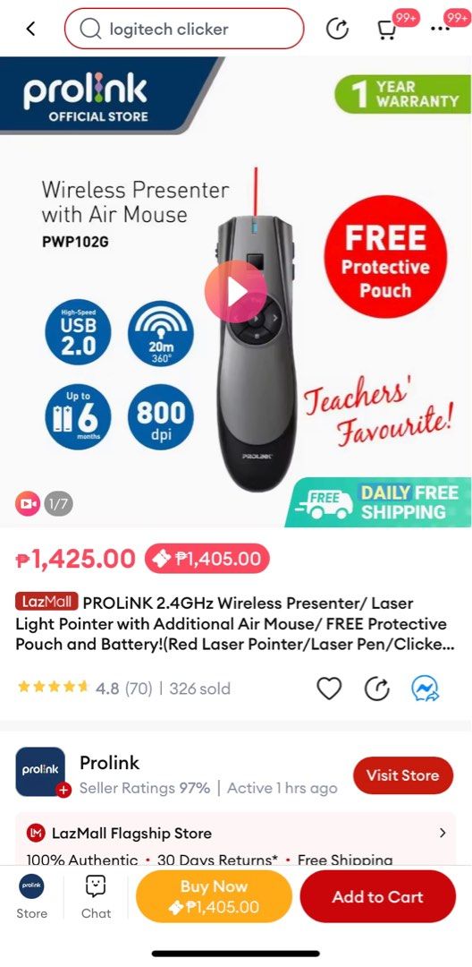 Prolink 2.4GHz wireless Presenter with Air Mouse, Computers & Tech ...