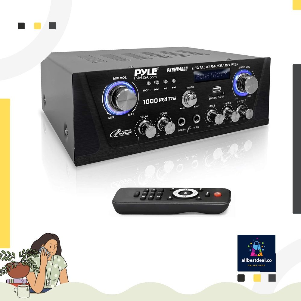 PyleUsa Bluetooth Digital Home Karaoke Amplifier - 600W Home Audio ...