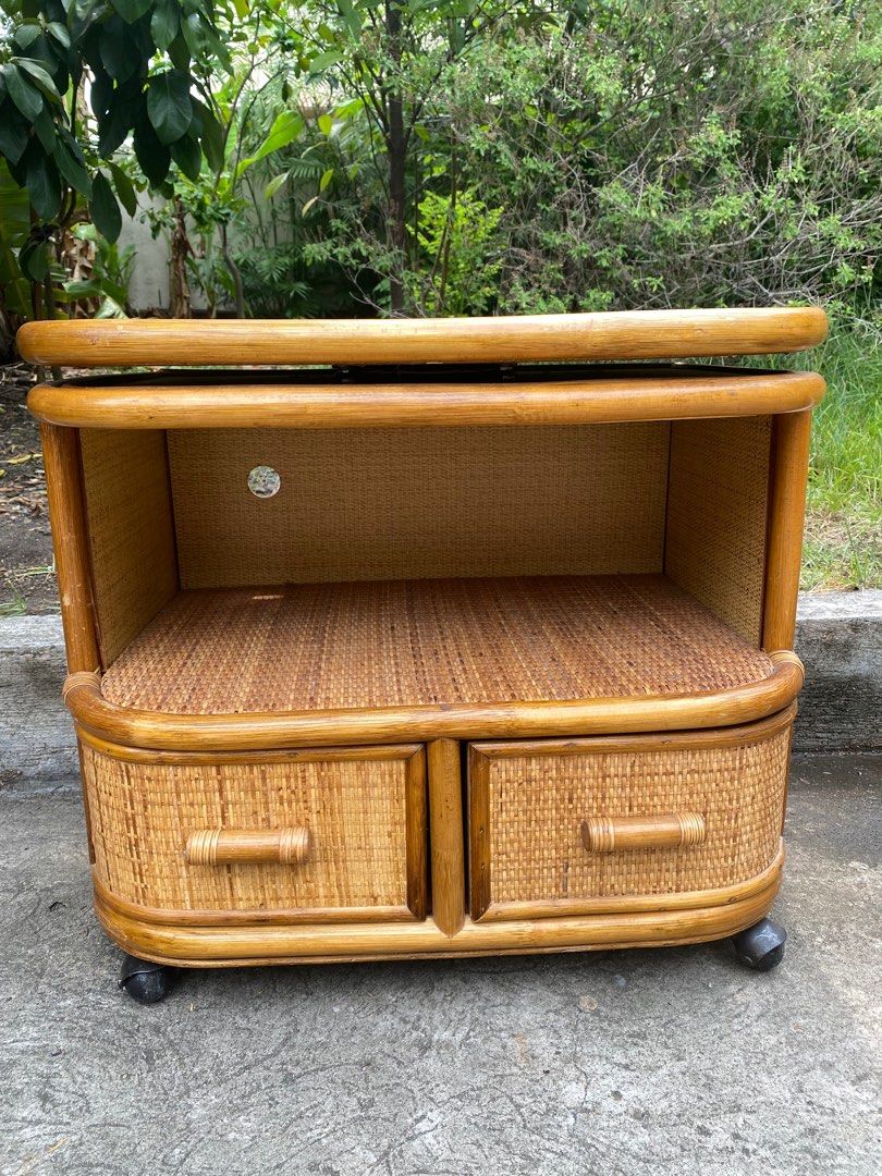 rattan tv/audio console (rotating) on Carousell