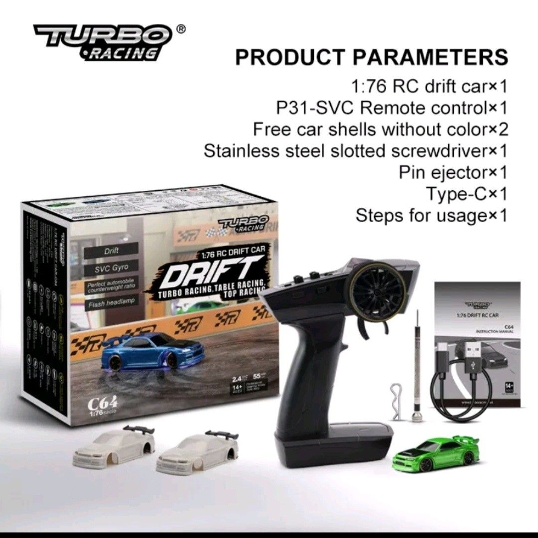 Turbo Racing Rc drift car 1/76, Hobbies & Toys, Toys & Games on Carousell