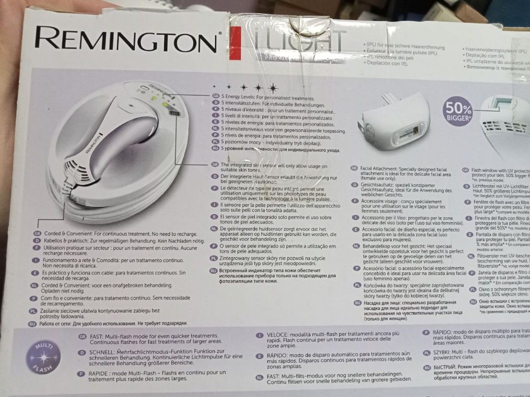 Remington IPL 6000F i-light Pro face and Body Hair Removal System ...