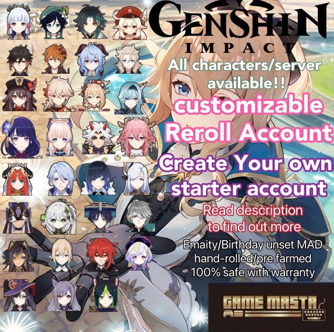 [SALE] Genshin Impact Reroll Account|Customizable| Starter Account|765 ...