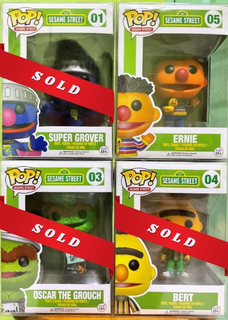 Super Grover #01; Oscar the Grouch #03; Bert #04; Ernie #05 (Funko Pop!: Sesame Street), Hobbies ...