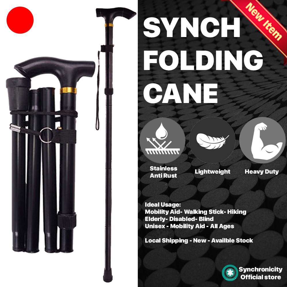 SYNCH Foldable Cane - Folding Walking Stick for Men Unisex ...