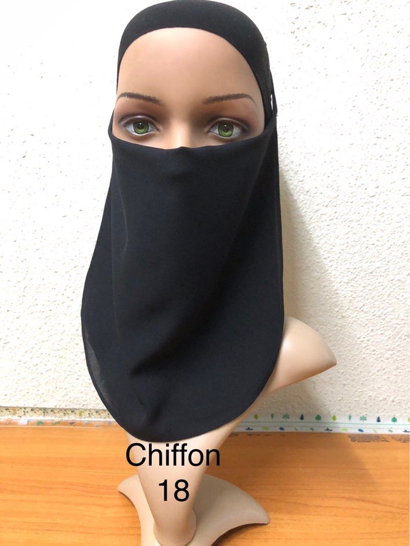 Tailor-made satin/chiffon mini niqab, Health & Nutrition, Face Masks ...