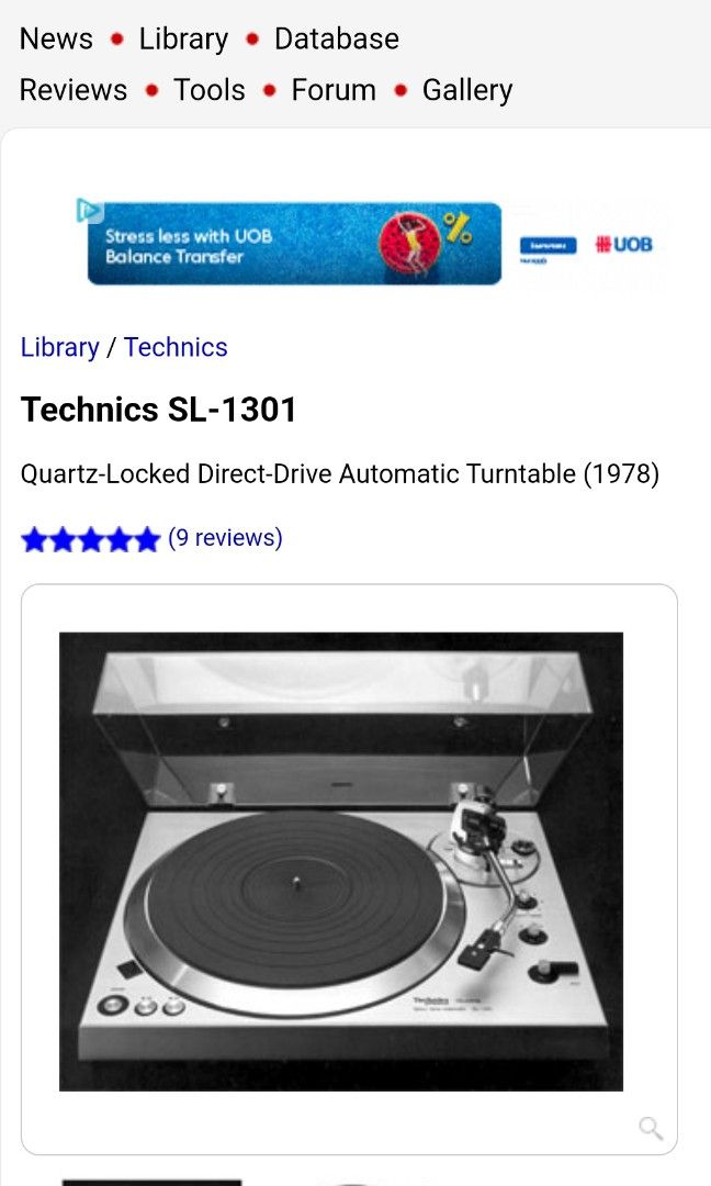 Technics turntable SL-1301, Audio, Soundbars, Speakers & Amplifiers on Carousell