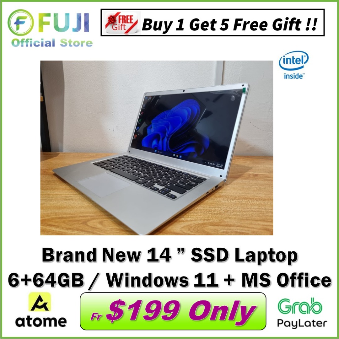 Ultra Slim 14 Inch SSD Laptop - 6GB RAM - Windows 11 + Free MS Office ...