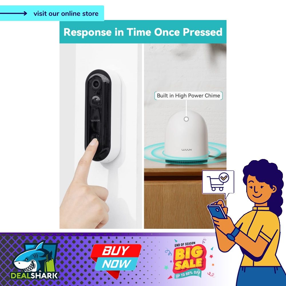 Video Doorbell Wireless, WUUK Smart Doorbell Camera (Battery Powered ...
