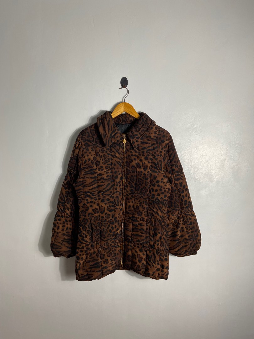 Vintage Gianni Versace Versatile Couture Leopard Puffer Jacket, Women's ...