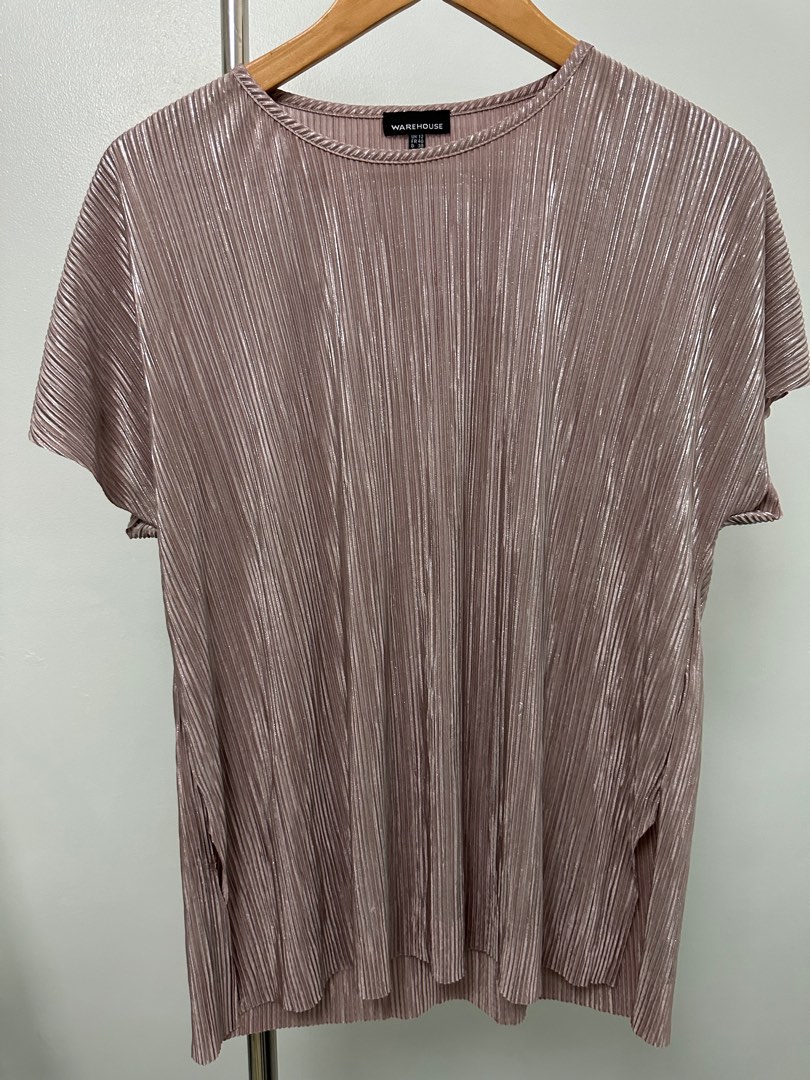 Warehouse Pink Metallic Top, Women's Fashion, Tops, Blouses on Carousell