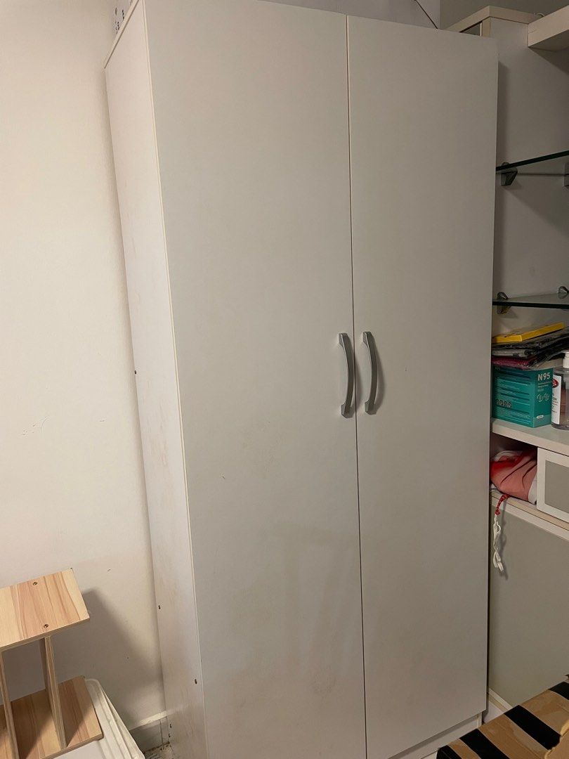 White wardrobe + TV console, Furniture & Home Living, Furniture ...