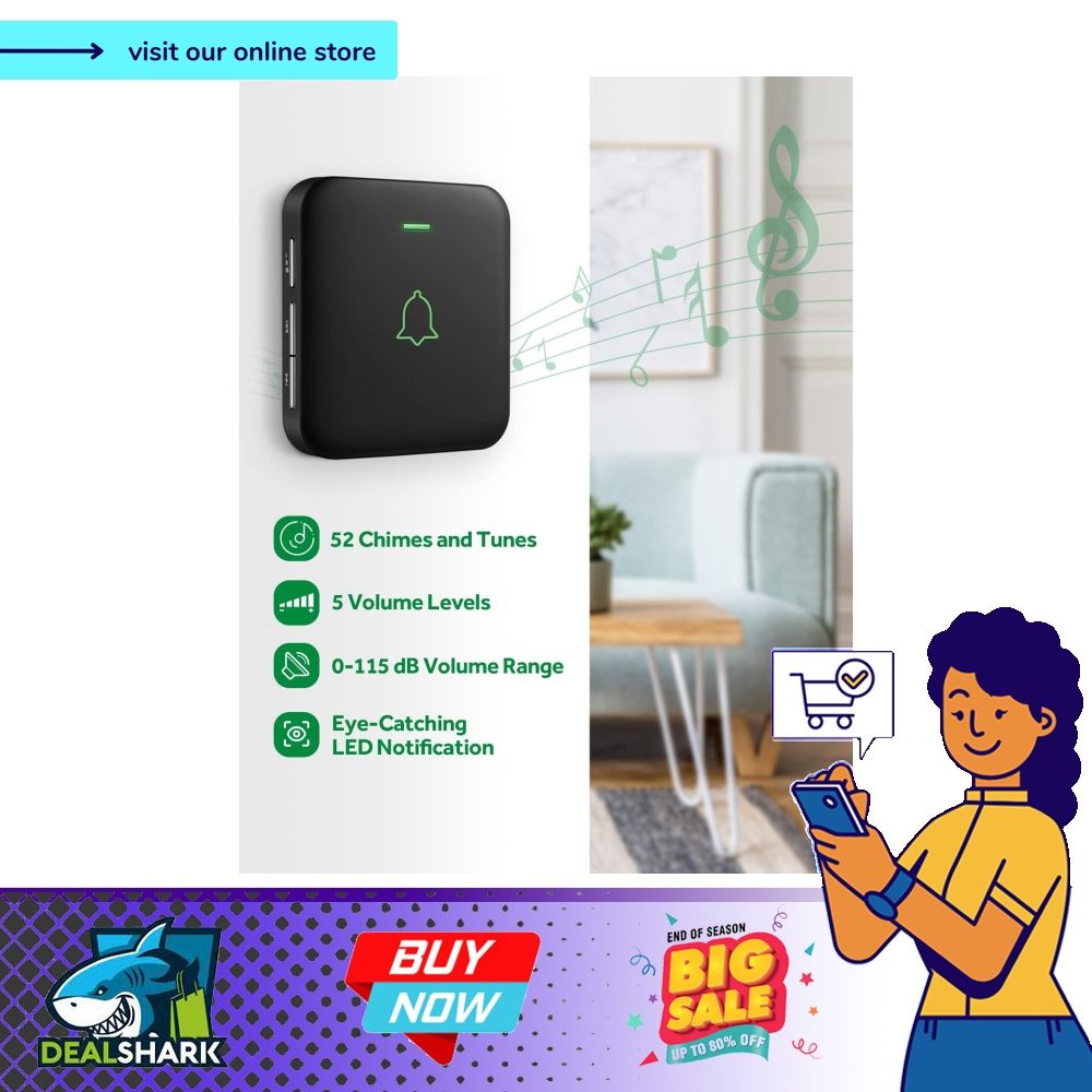 Wireless Door Bell, AVANTEK BA-11 Waterproof Battery Operated Doorbell ...