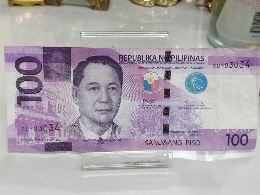 100 pesos peso Fancy Bill note rare combination BUY 3 letters rodrigo roa duterte diging ...