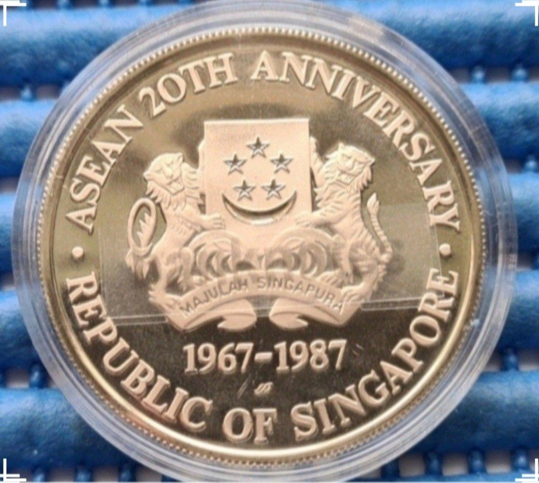 1987 Singapore ASEAN 20th Anniversary Commemorative $10 Silver Proof ...