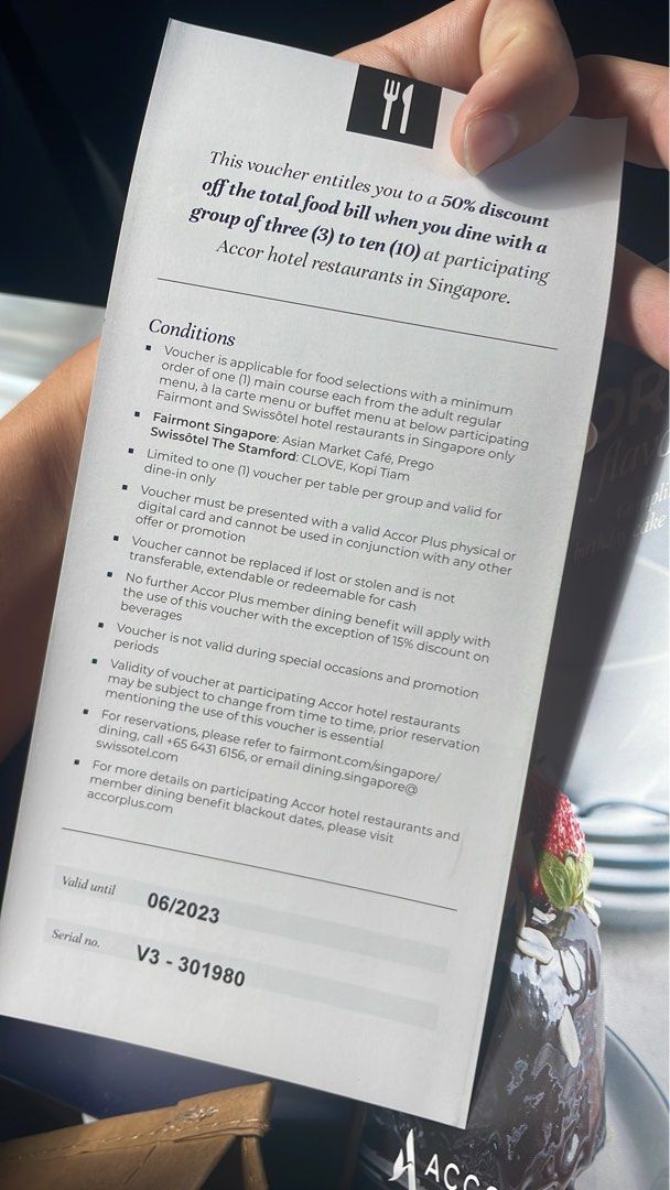 Accor plus vouchers Sofitel mercure ibis, Food & Drinks, Other Food ...