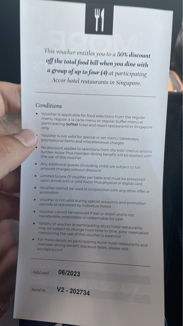 Accor plus vouchers Sofitel mercure ibis, Food & Drinks, Other Food ...