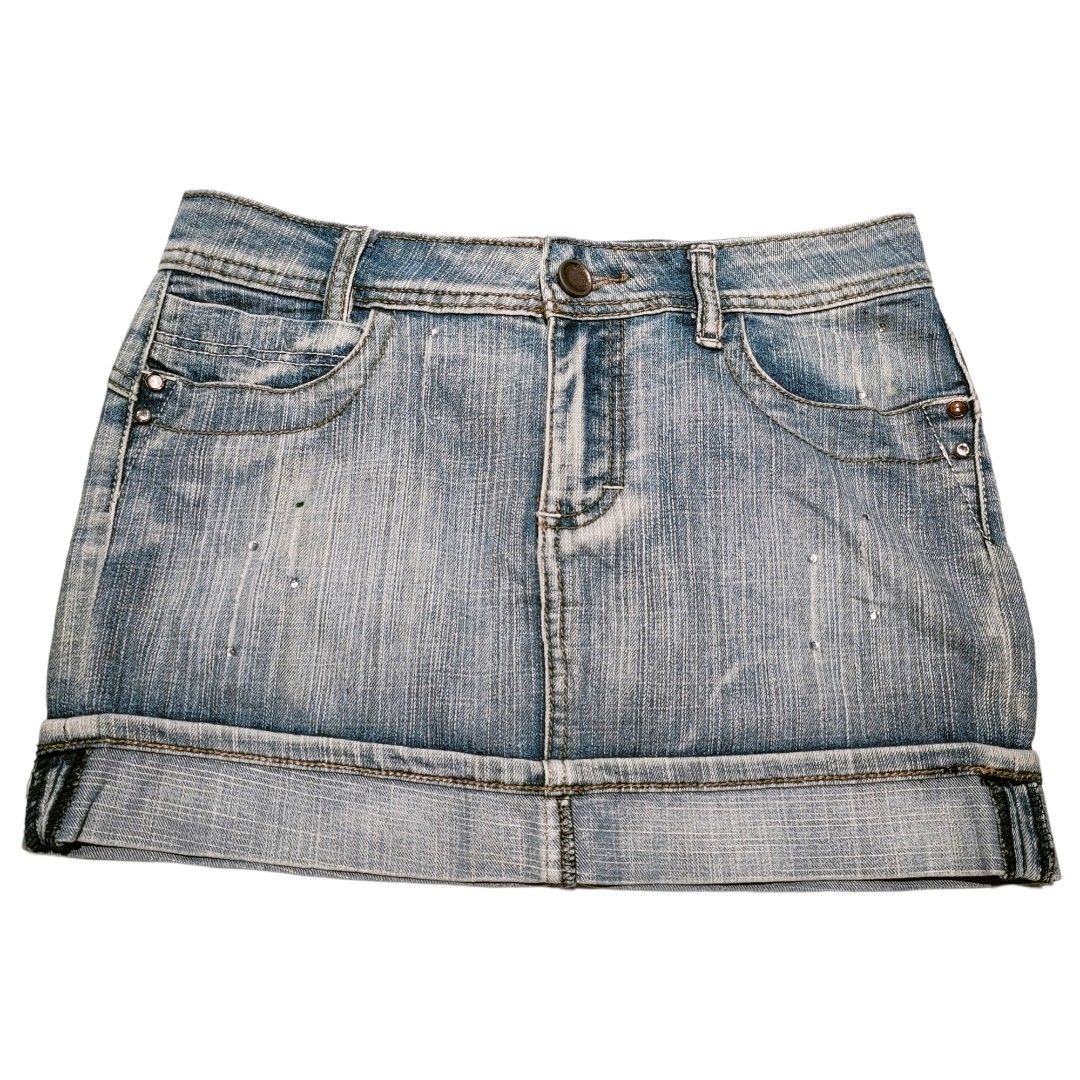 Acid Wash Mini Skirt Womens Fashion Bottoms Skirts On Carousell