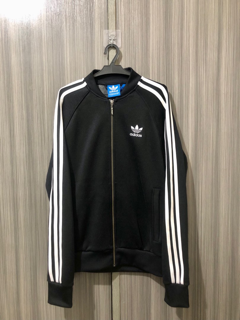 Adidas Bomber Jacket Black White Stripes on Carousell