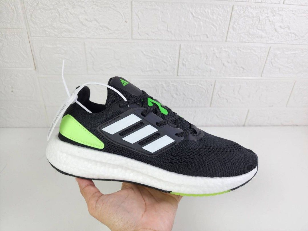 Adidas Pureboost 22 Black Green, Fesyen Pria, Sepatu , Lainnya di Carousell