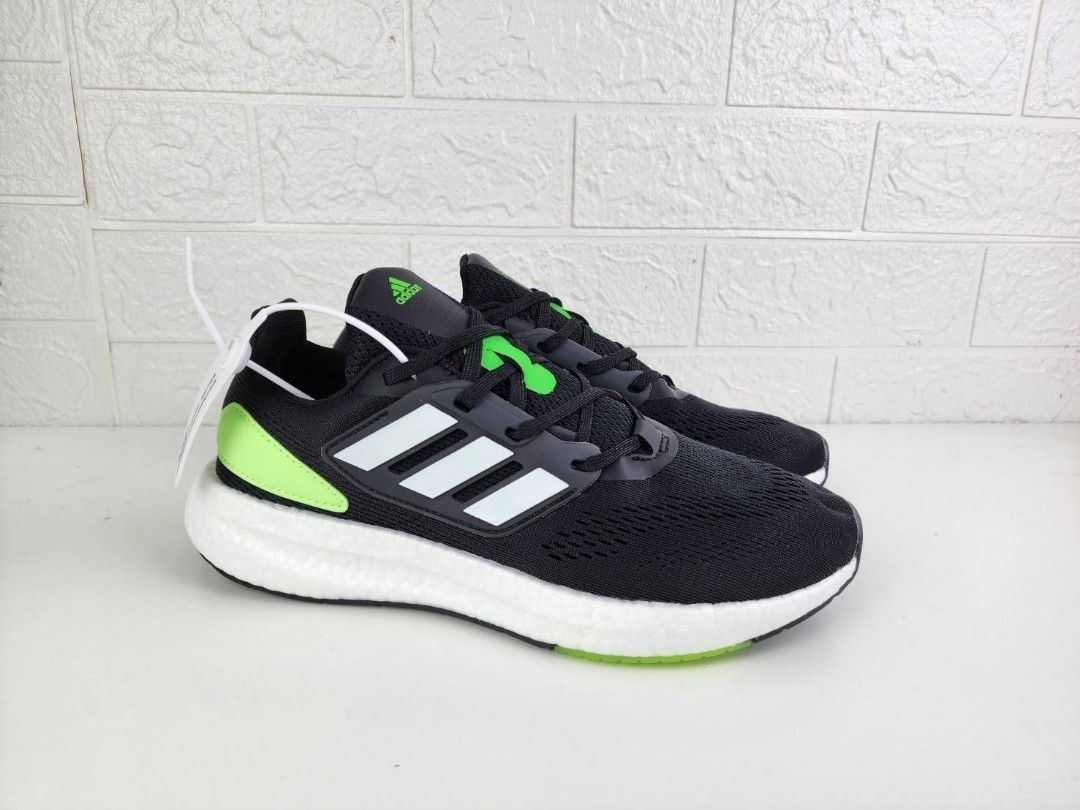 Adidas Pureboost 22 Black Green, Fesyen Pria, Sepatu , Lainnya di Carousell