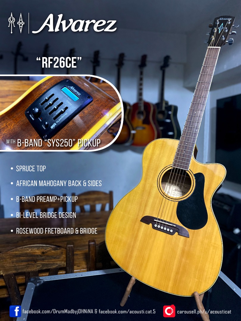 Alvarez RF26CE Acoustic Guitar, Hobbies & Toys, Music & Media, Musical ...