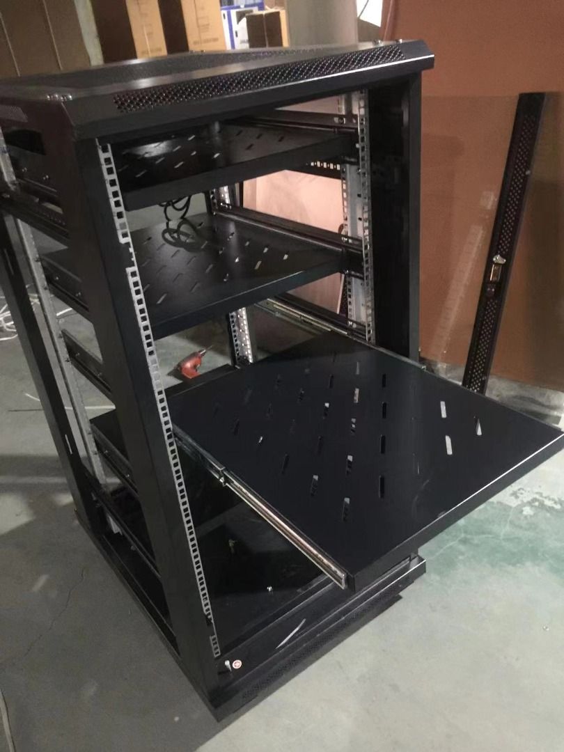 assembled 18U rack for CCTV recorder/ data storage/network server cart ...