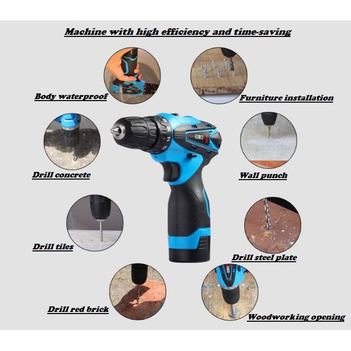 Bell 12v Electric Drill Cordless Screwdriver Lithium Battery Drill