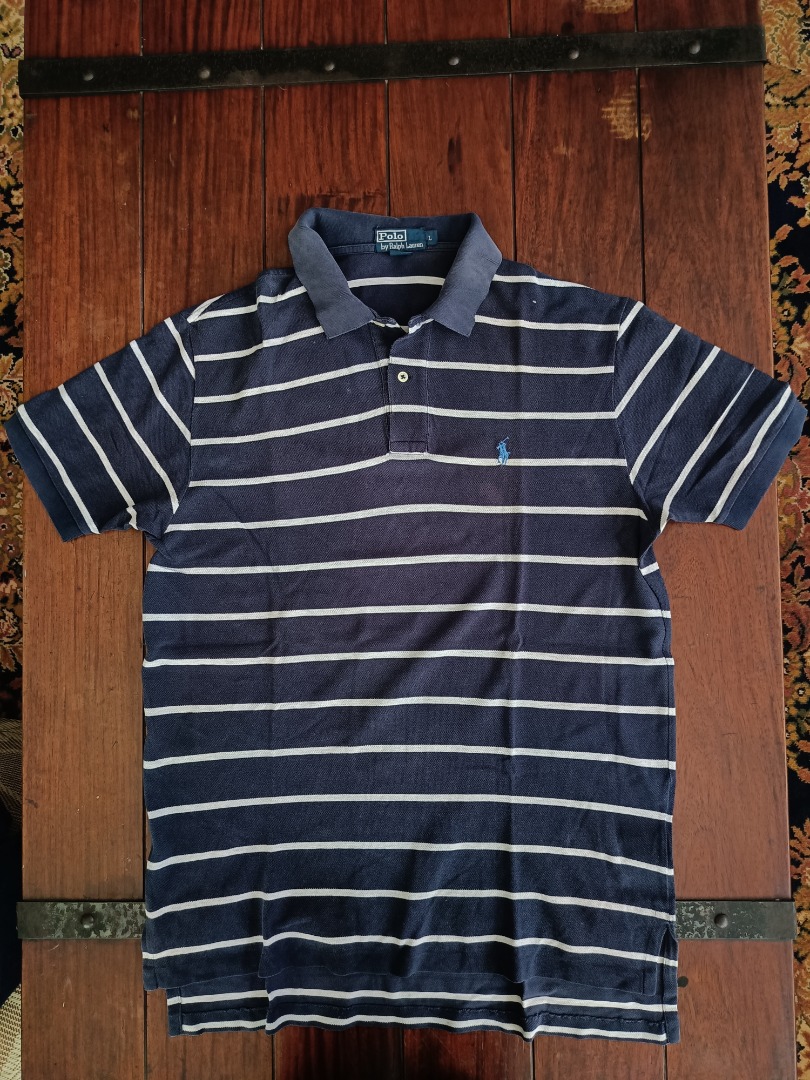 Blue Striped Polo on Carousell