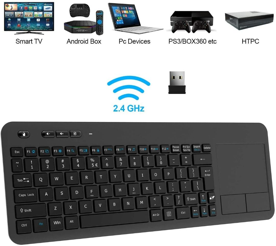 [bnib] Tedgem Kg3602 2 4g Wireless Keyboard With Touchpad Soft Touch Keyboard Ergonomic Pc