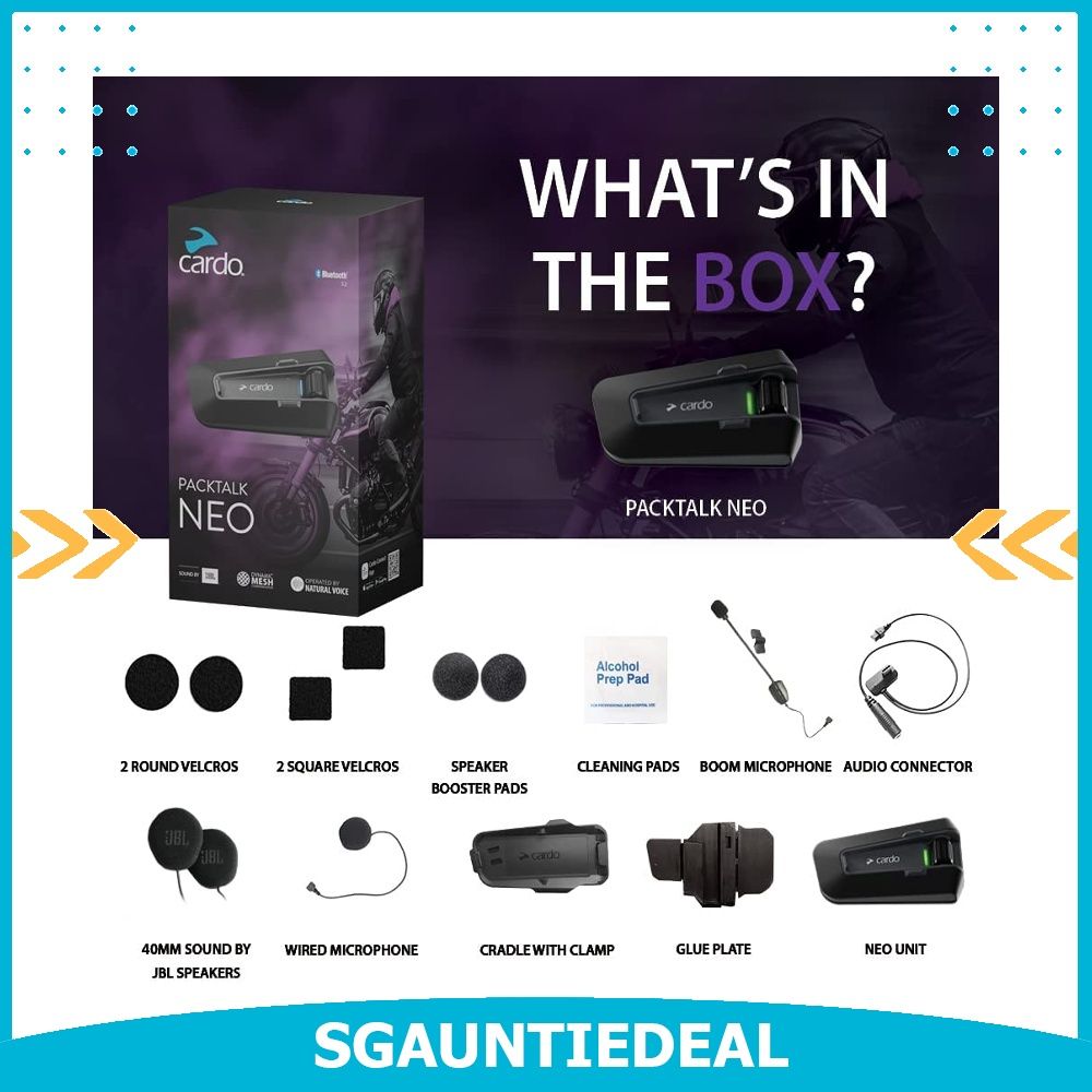 Cardo Packtalk Neo Motorcycle Helmet Communication Intercom System ...