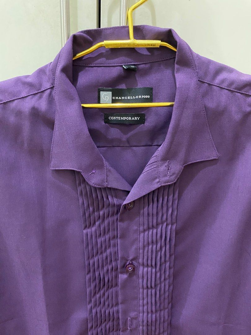 Chancellor 9000 purple long sleeves polo with ruffles, Men's Fashion ...