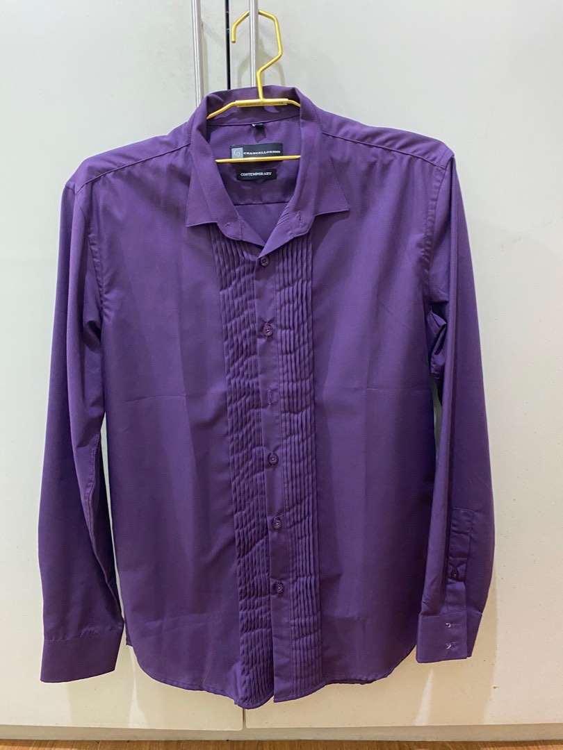 Chancellor 9000 purple long sleeves polo with ruffles, Men's Fashion ...