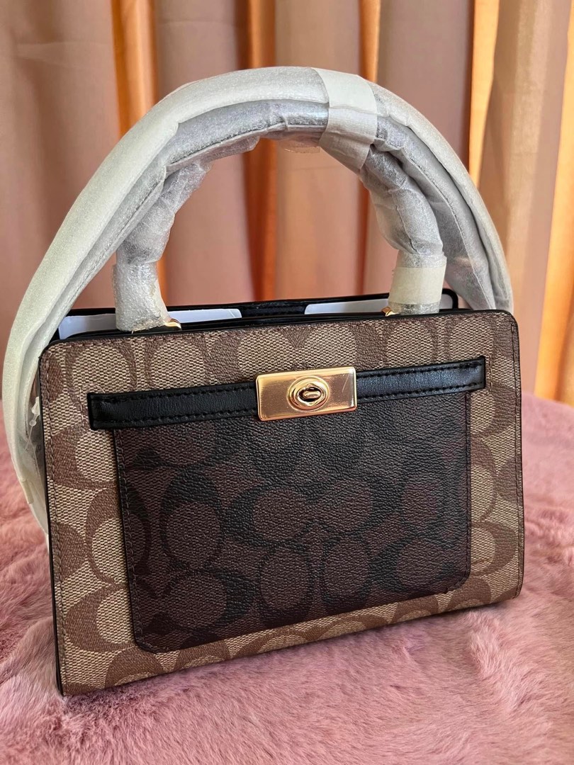 Coach C8688 Mini Lane in Blocked Signature Canvas Khaki Brown Multi ...