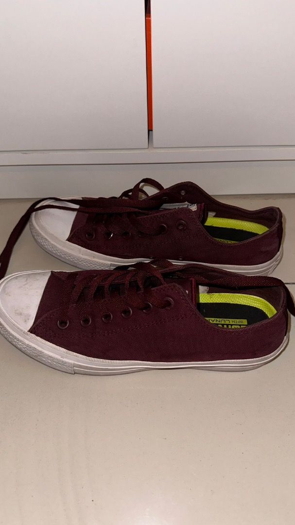 Converse Chuck Taylor 2 Lunarlon Red Merah Maroon White Ox Low on Carousell