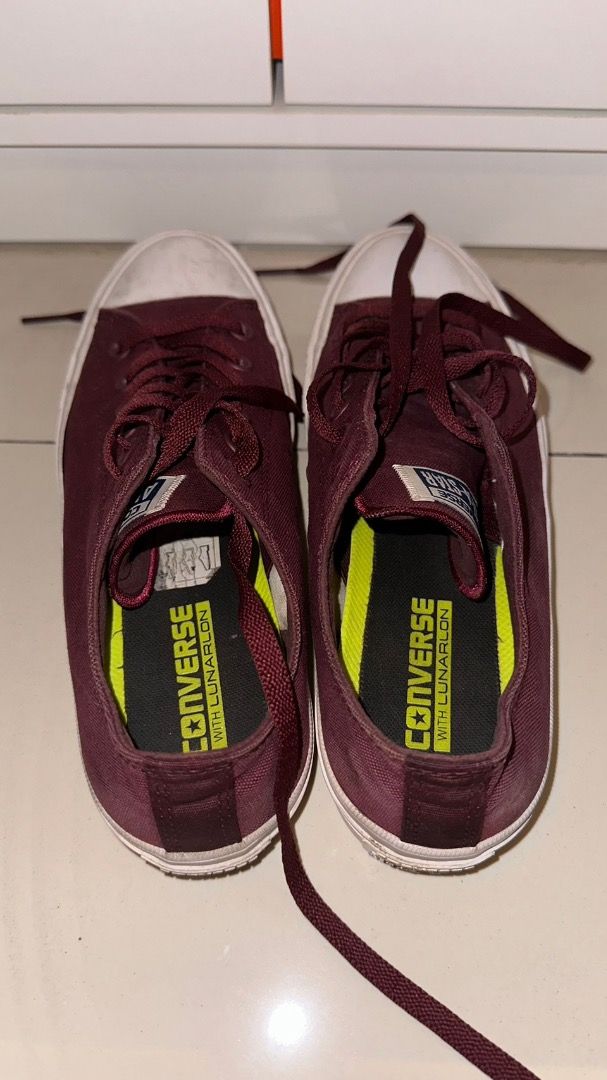 Converse Chuck Taylor 2 Lunarlon Red Merah Maroon White Ox Low on Carousell