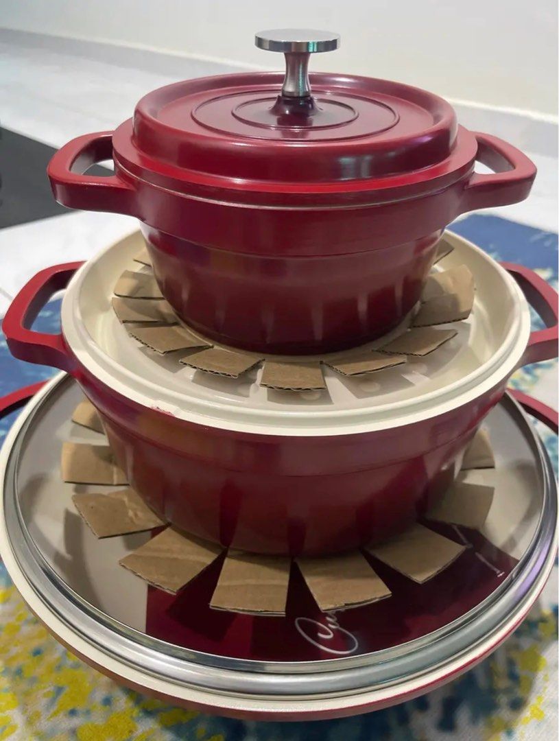 Cruisineur Citrine IH Die-Cast Cookware set (Red), Furniture & Home ...