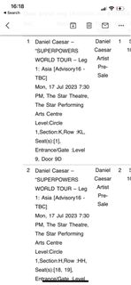 * LEFT 1 * Daniel Caesar Superpowers World Tour, Tickets & Vouchers, Event Tickets on Carousell