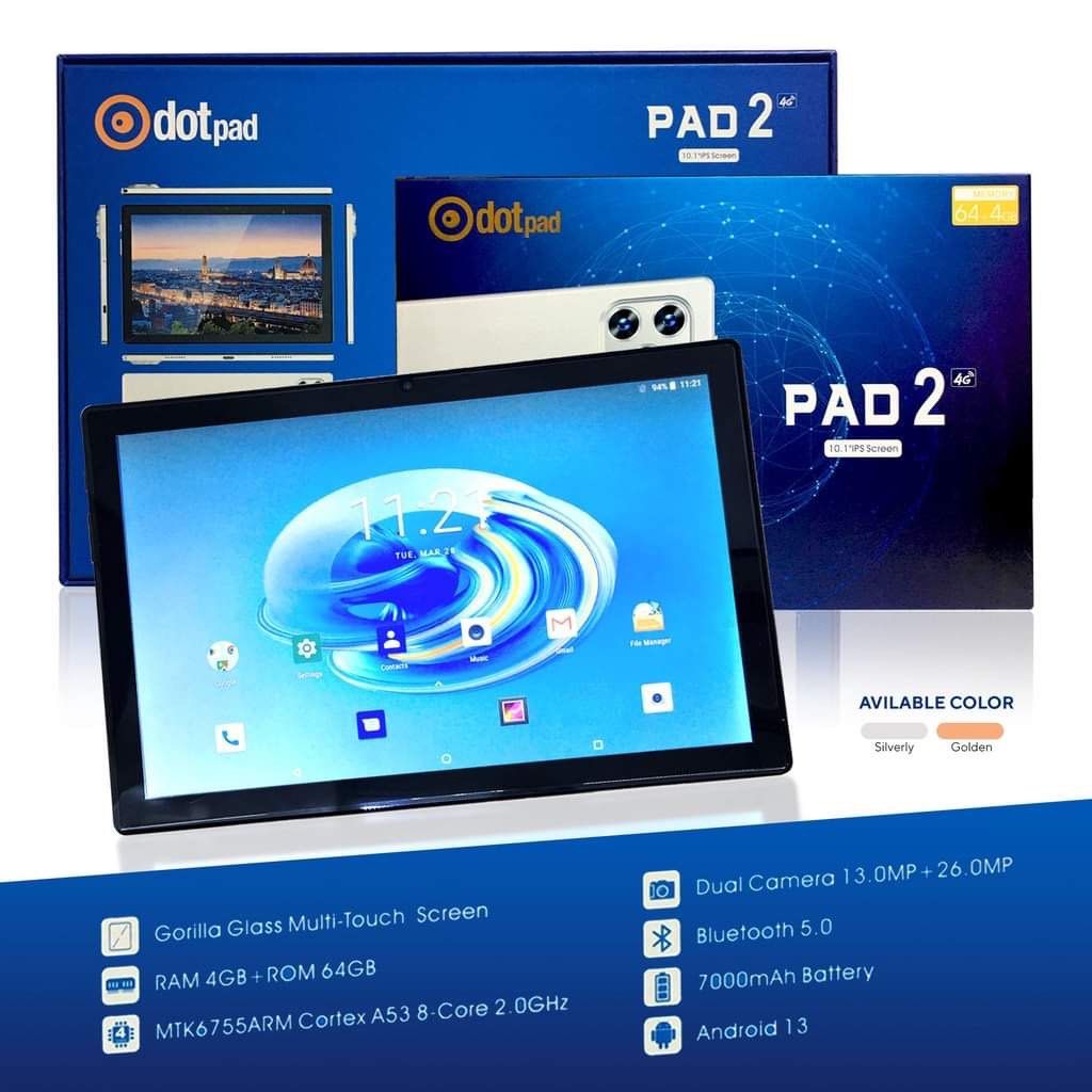 Dotpad PAD 2 10.1" inch Andriod Tablet 4GB RAM + 64GB ROAM 4G 7000mAh Battery Gorilla Glass ...