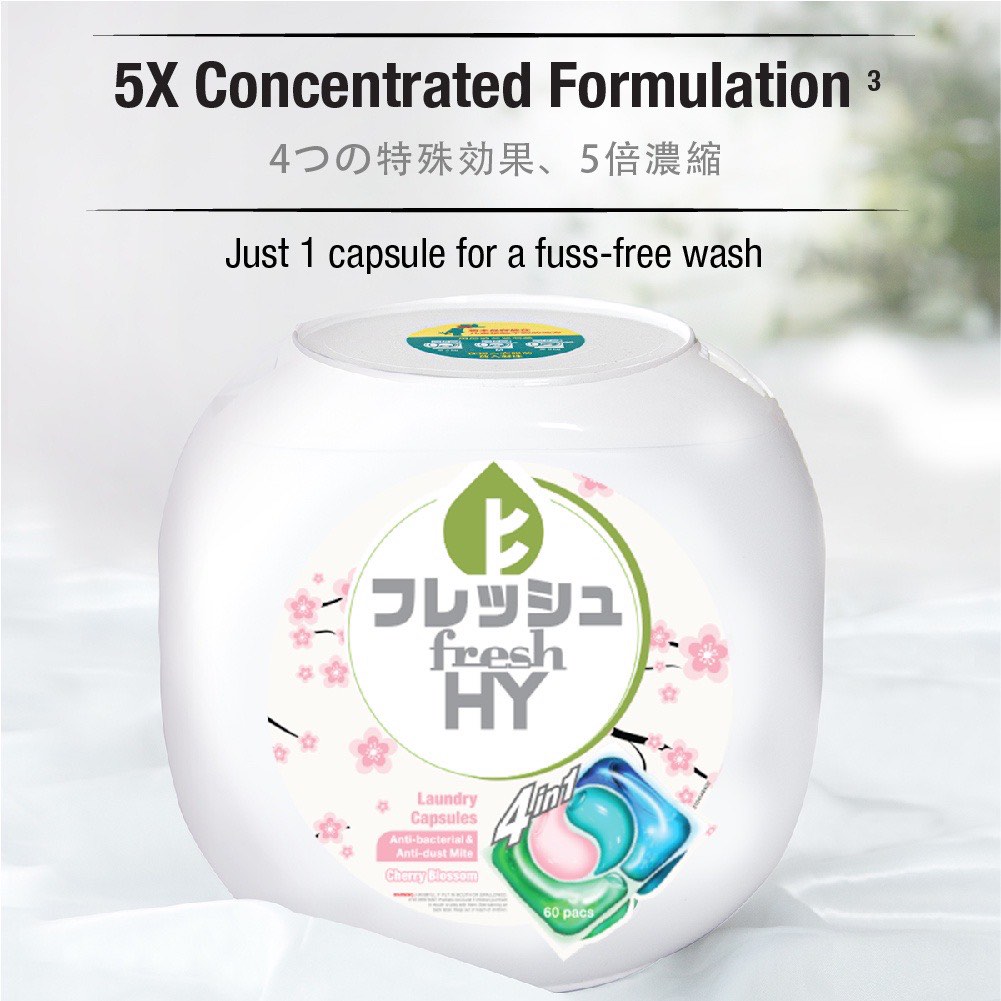 Fresh HY 4in1 Laundry Capsules 60 pods - Cherry Blossom, Furniture ...