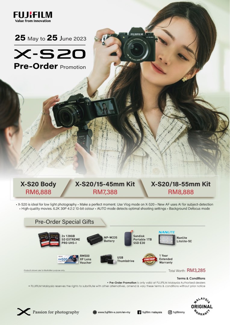 Fujifilm XS20 X-S20 XS20 Pre Order Package, Photography, Cameras on Carousell