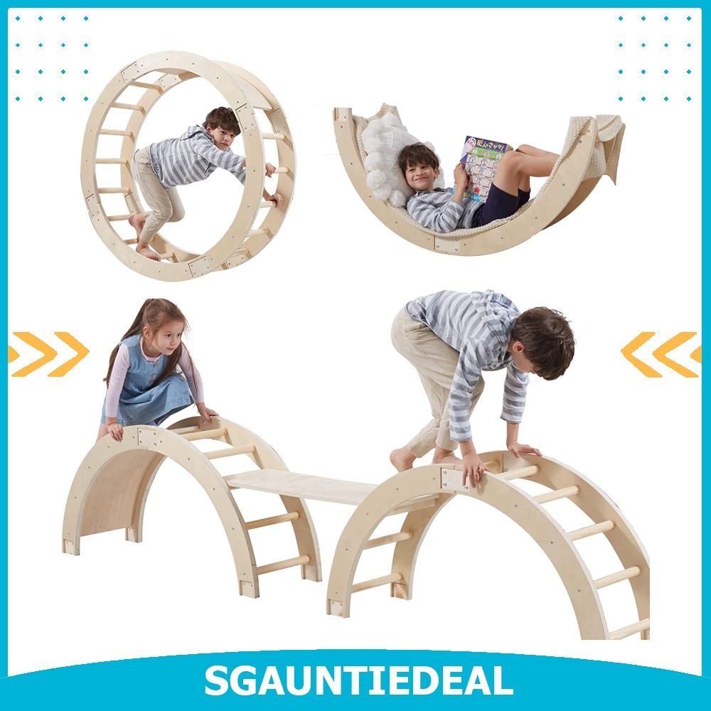 Gaint Bean 8-in-1 Wooden Indoor Arches Climber with Slide- Montessori ...
