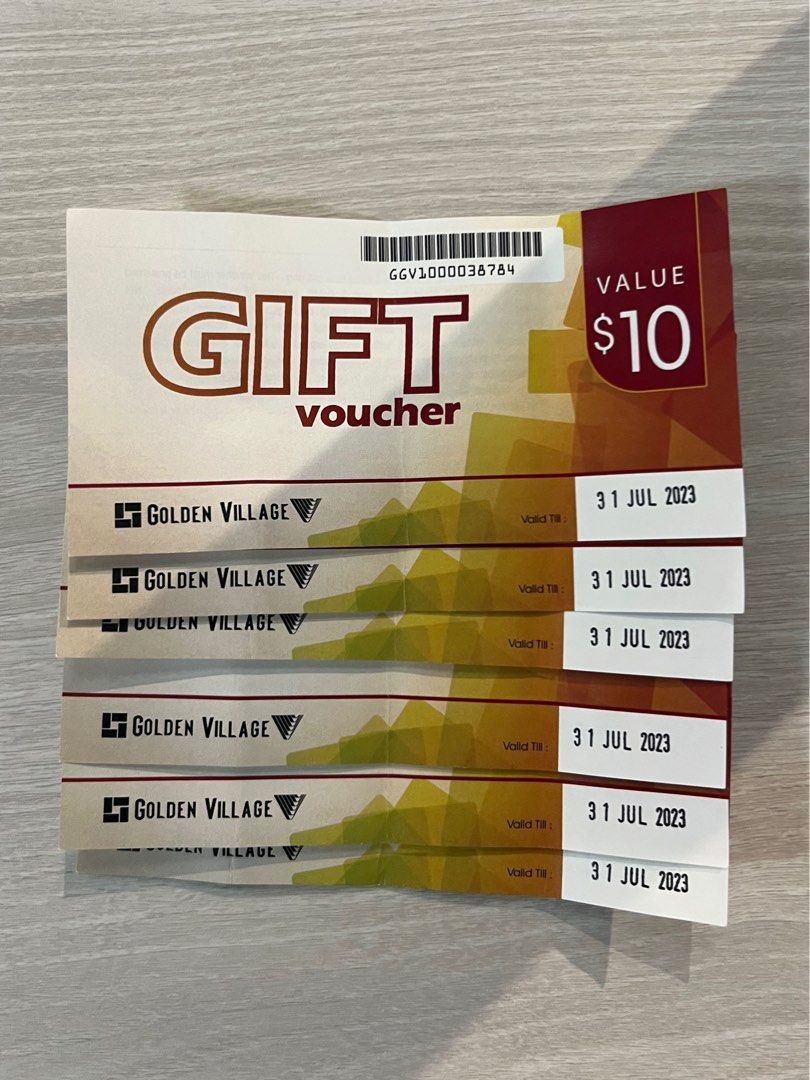 Golden Village GV $10 Voucher (6 for $50!), Tickets & Vouchers, Vouchers on Carousell