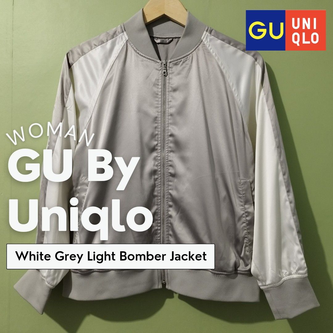 GU By Uniqlo Grey Light Bomber Jacket Woman Original, Fesyen Wanita ...