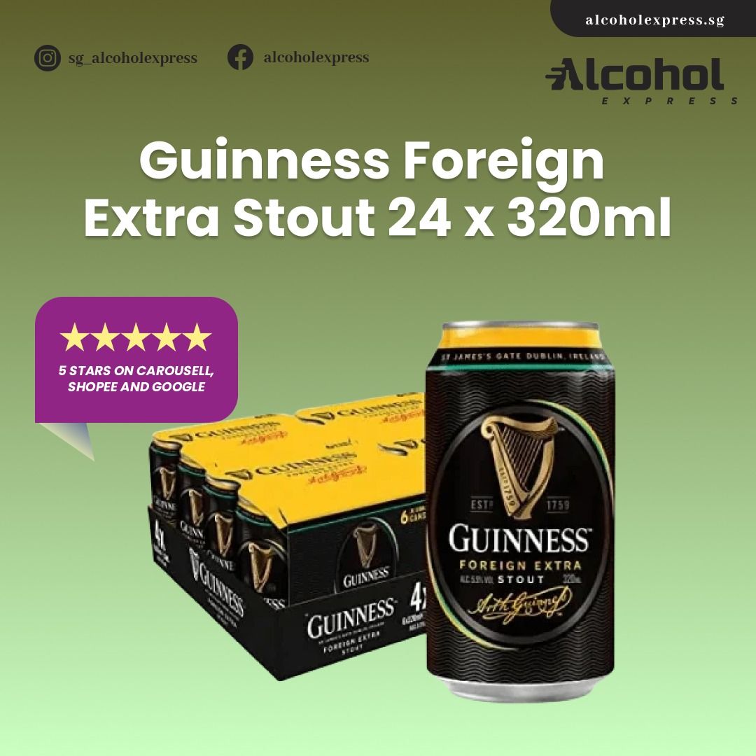 Guinness Stout - 24 x 320ml, Food & Drinks, Alcoholic Beverages on Carousell