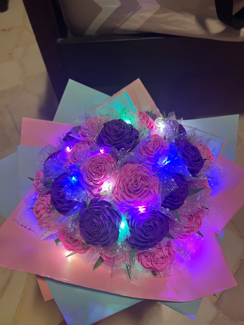 Handmade rose with led light, Hobbies & Toys, Stationery & Craft ...