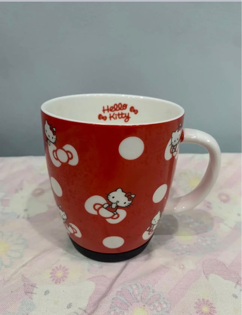 Hello kitty ceramic mug - red dots on Carousell